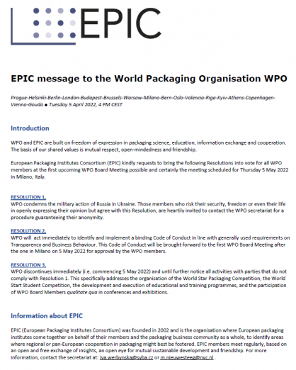 EPIC message to the World Packaging Organisation – Packaging ...
